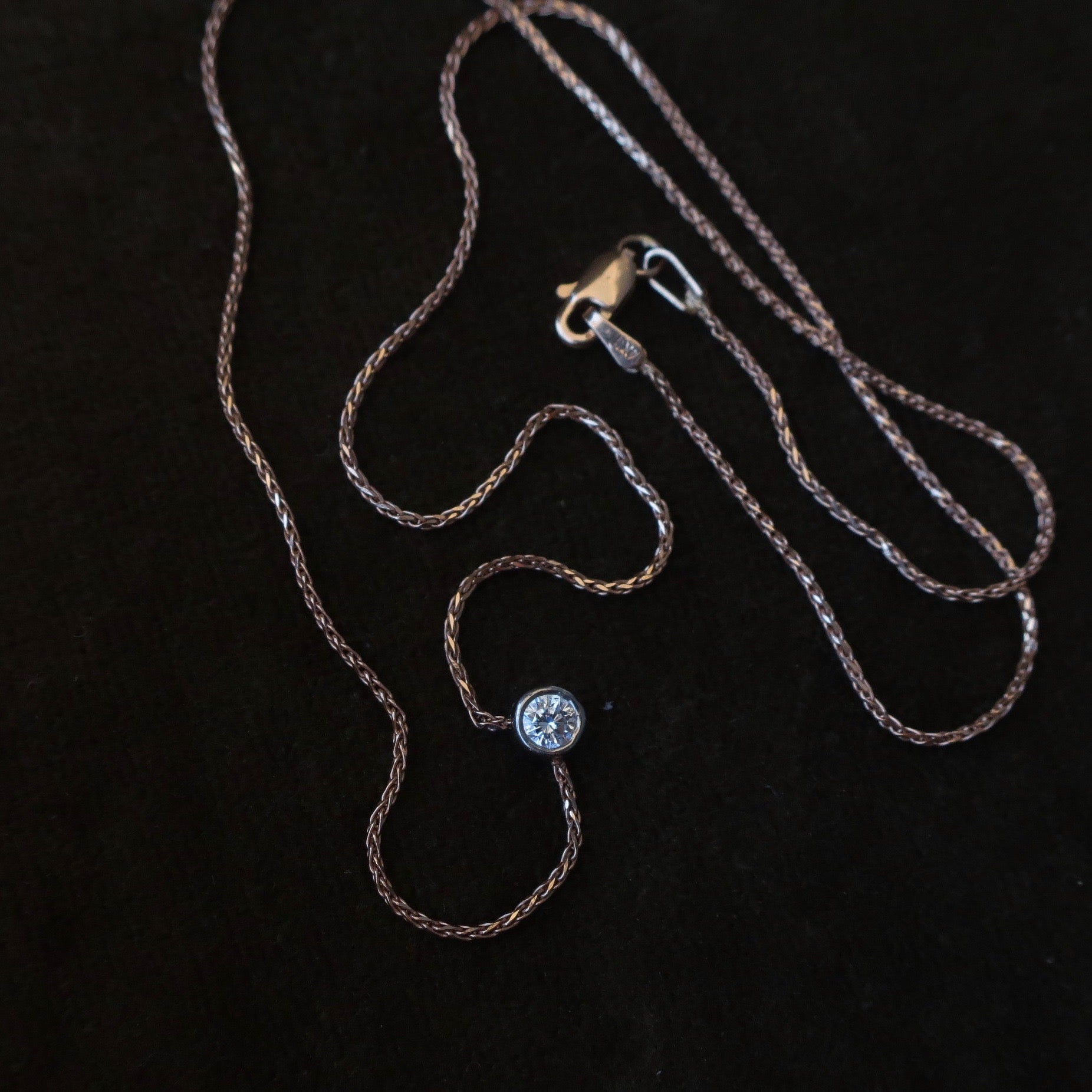 Simple Solitaire Diamond Necklace – PHYLA VINTAGE